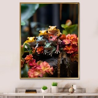Designart "Leaping Frogs Amphibians IV" Frogs & Toads Framed Wall Art ...